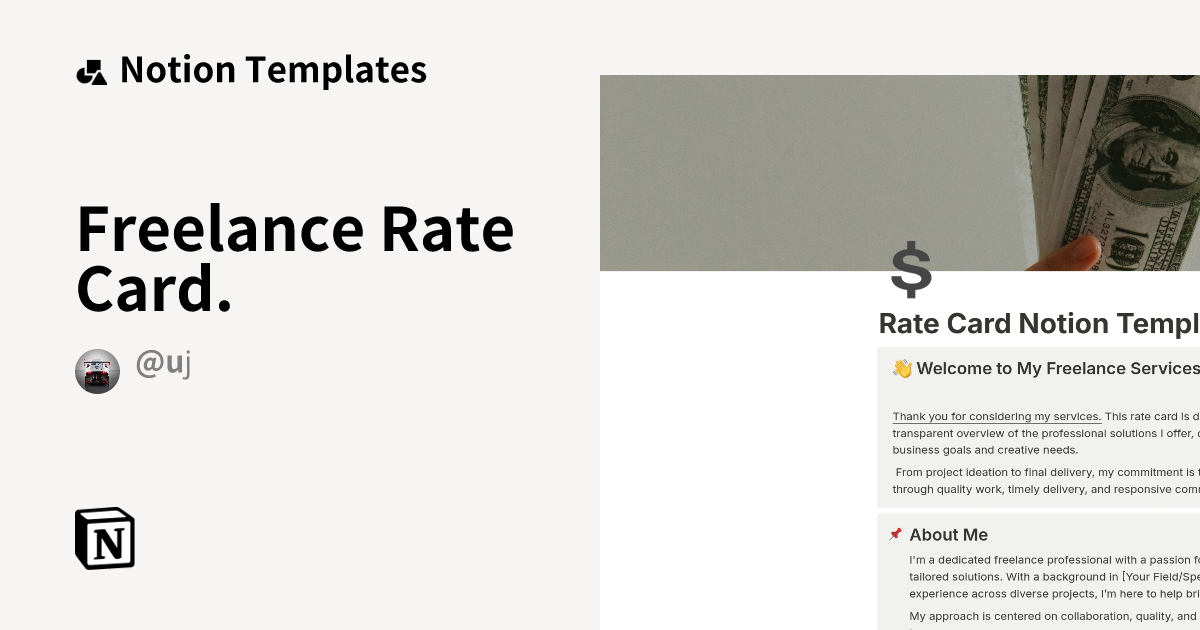 Freelance Rate Card. Template | Notion Marketplace