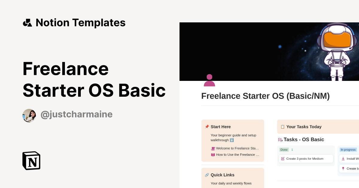 Freelance Starter OS Basic Template by Just Charmaine | Notion Marketplace