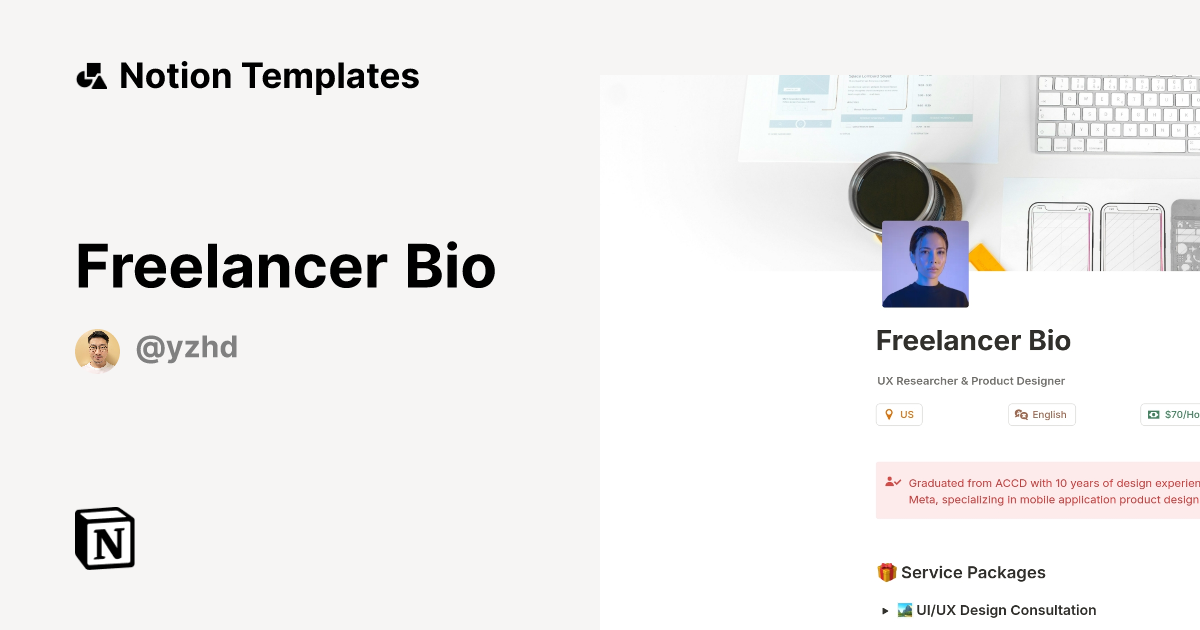 Freelancer Bio Template | Notion Marketplace