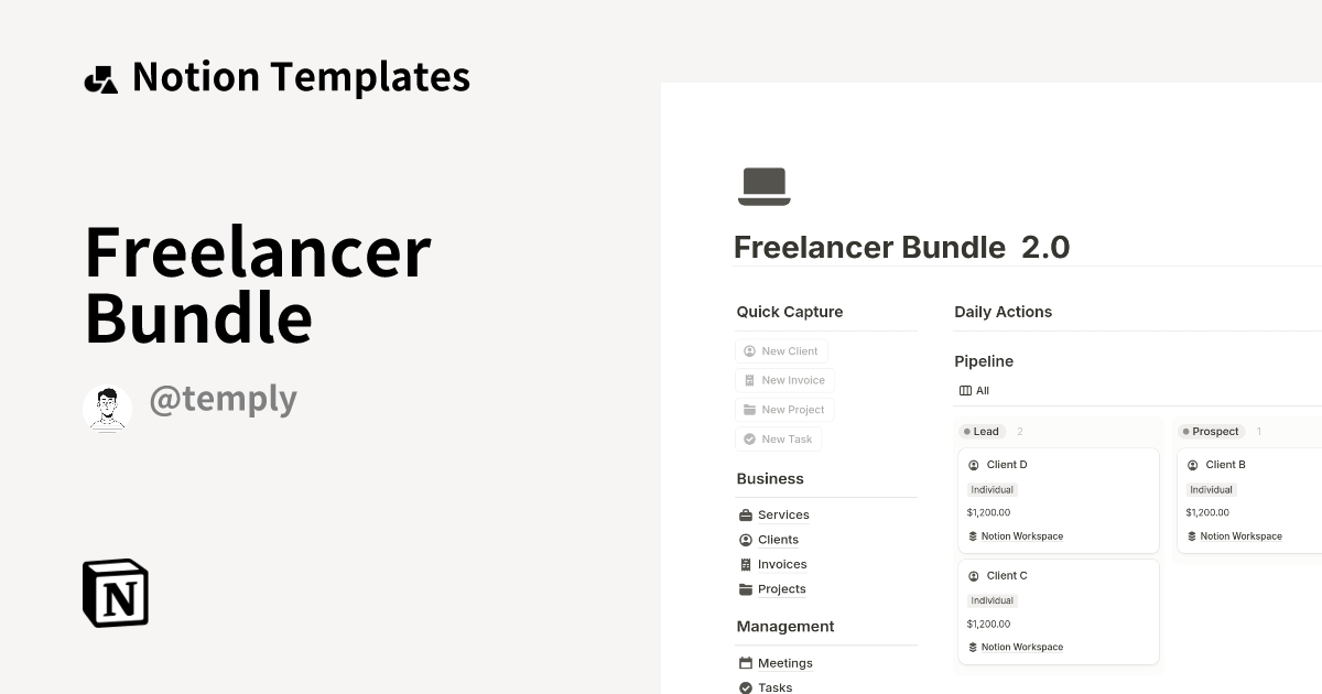 Freelancer Bundle Template by Temply | Notion Marketplace