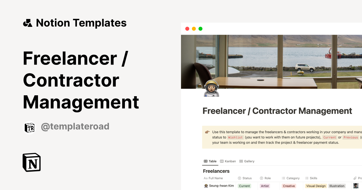 Freelancer / Contractor Management Template by Template Road | Notion ...