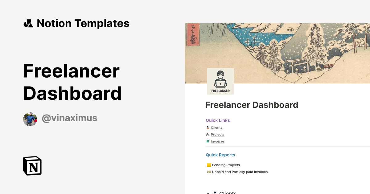 Freelancer Dashboard Template by vinaximus | Notion Marketplace