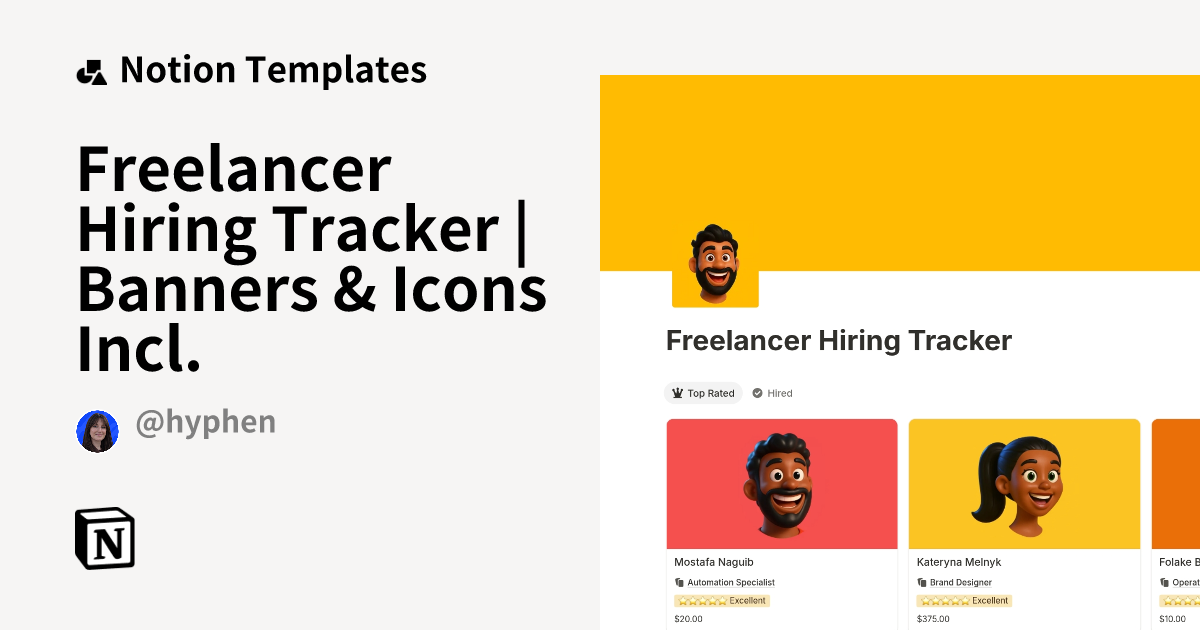 Freelancer Hiring Tracker | Banners & Icons Incl. Template by Nicole ...