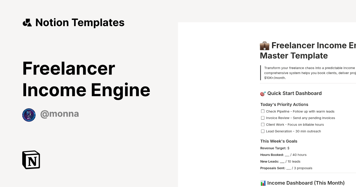 Freelancer Income Engine Template | Notion Marketplace