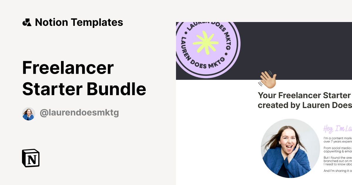Freelancer Starter Bundle Template by Lauren Does Mktg | Notion Marketplace