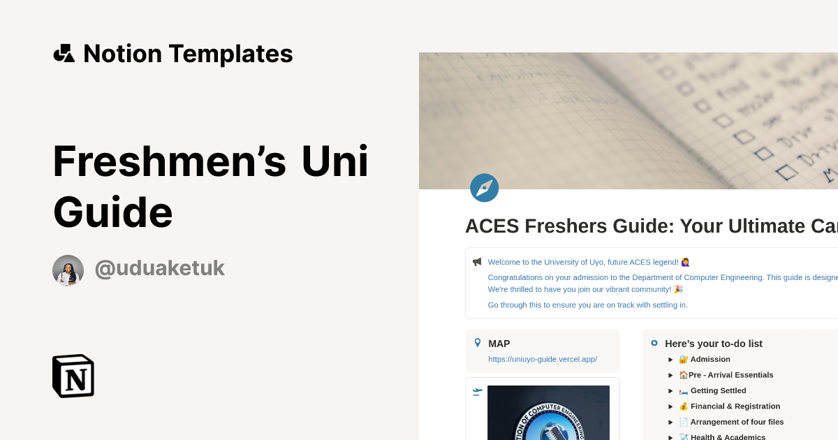 Freshmen’s Uni Guide Template by Uduak Etuk | Notion Marketplace