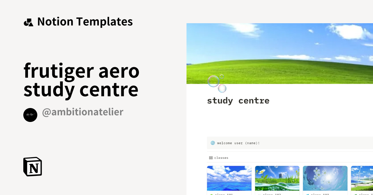 frutiger aero study centre Template | Notion Marketplace