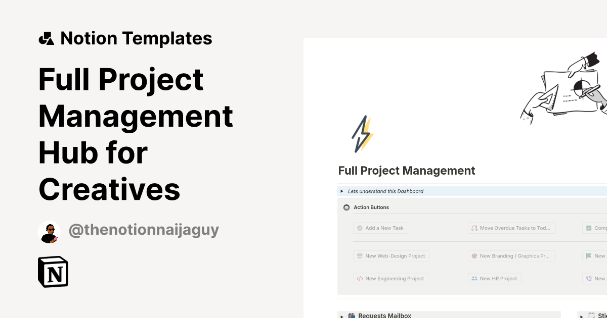 Full Project Management Hub for Creatives Template by The NotionNaija ...
