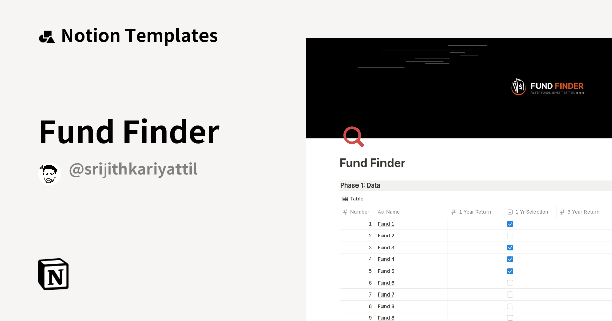 Fund Finder Template | Notion Marketplace
