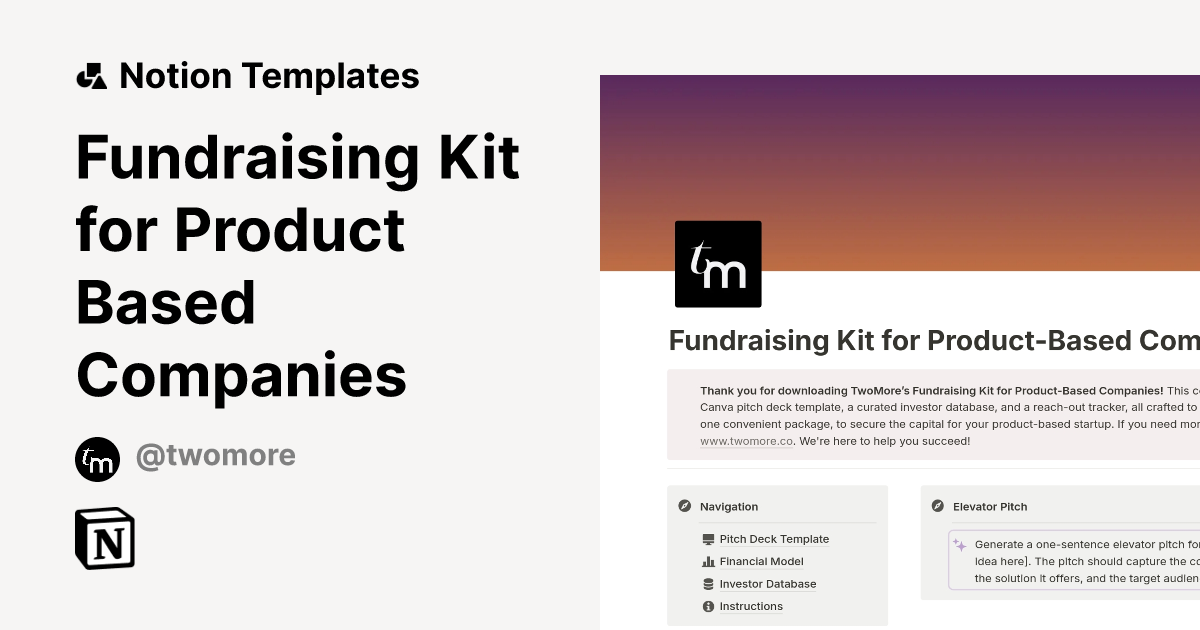 Fundraising Kit for Product Based Companies Template by TwoMore ...