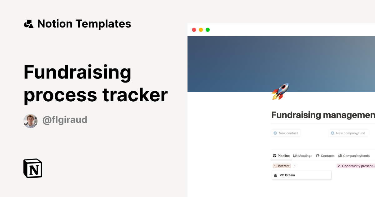Fundraising process tracker Template by Florian Giraud | Notion Marketplace
