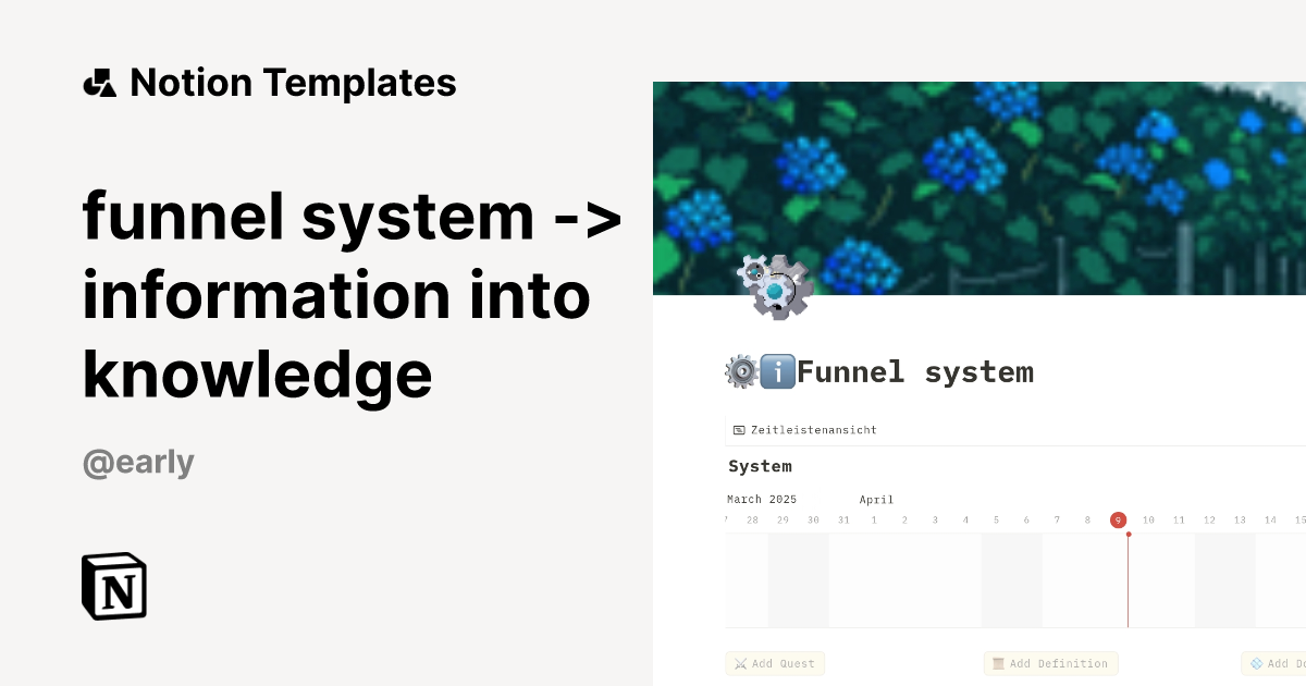 funnel system -> information into knowledge Template by Early | Notion ...