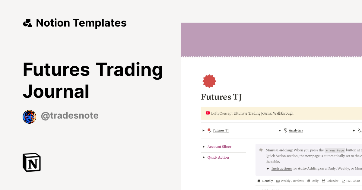 Futures Trading Journal Template by Yücel | Notion Marketplace