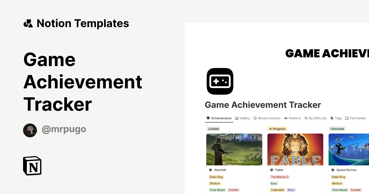 Game Achievement Tracker Template | Notion Marketplace