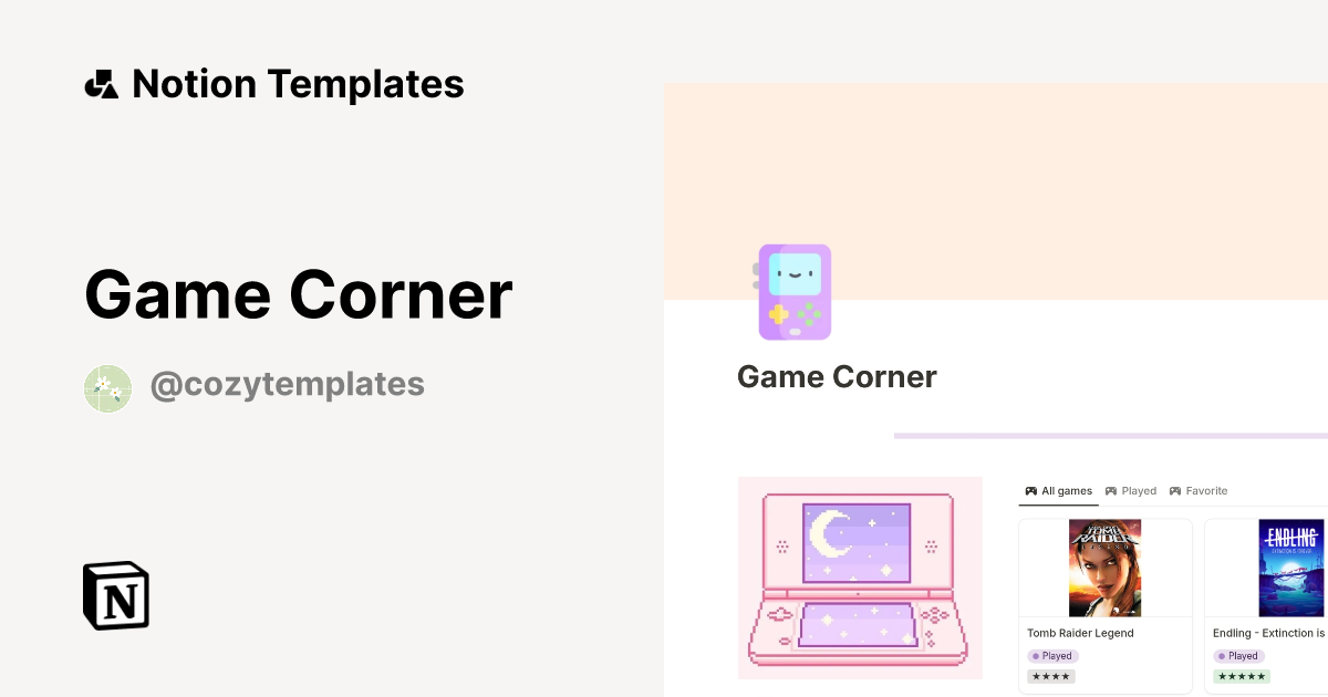 Game Corner Template by Nana | Notion Marketplace