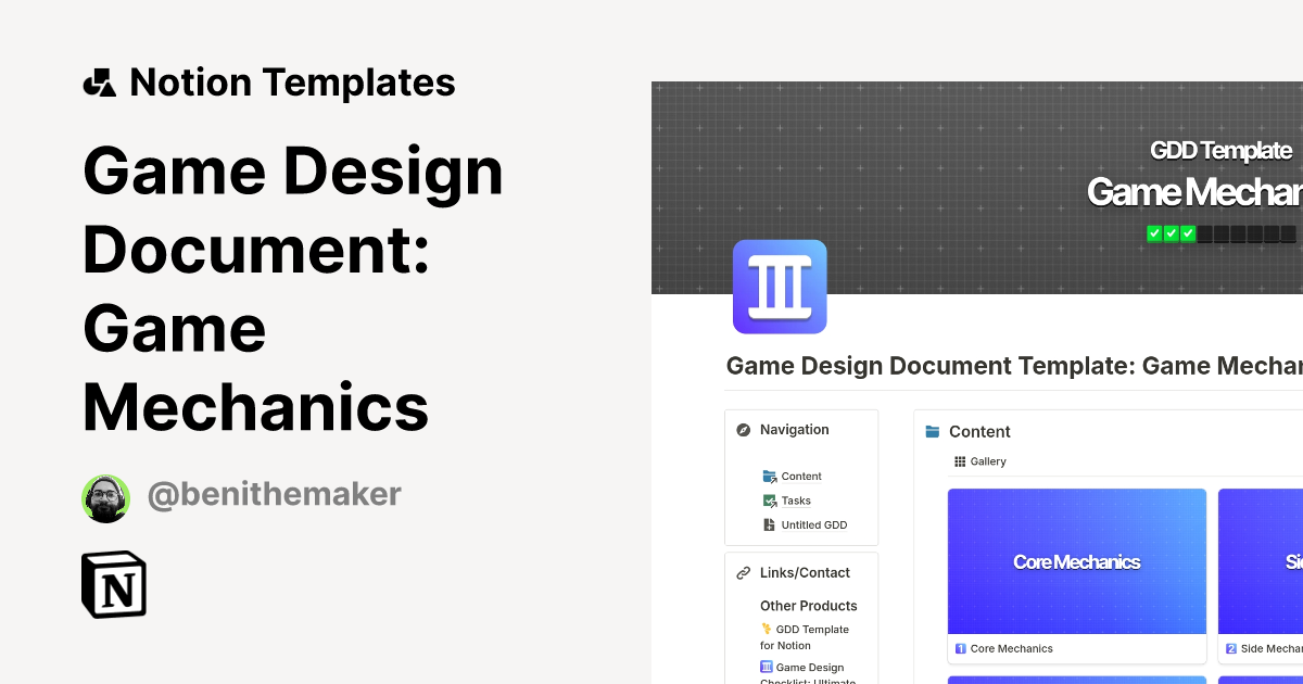 Game Design Document: Game Mechanics Template | Notion Marketplace