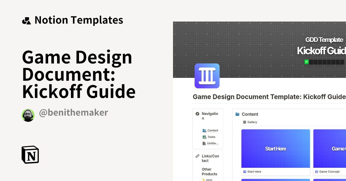 Game Design Document: Kickoff Guide Template | Notion Marketplace