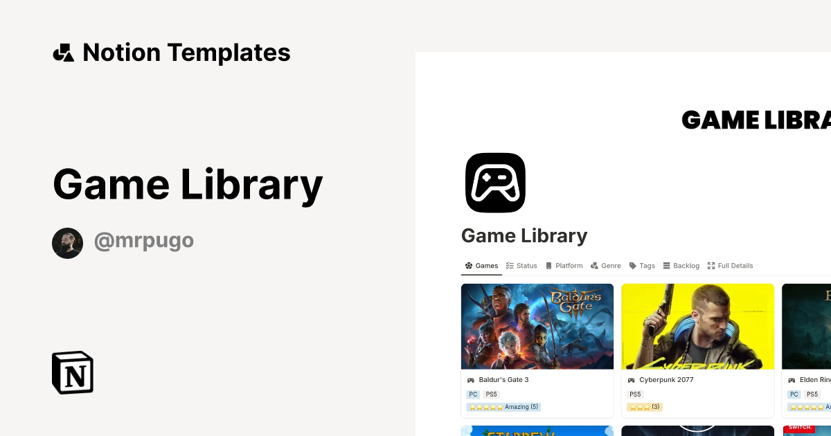 Game Library Template | Notion Marketplace