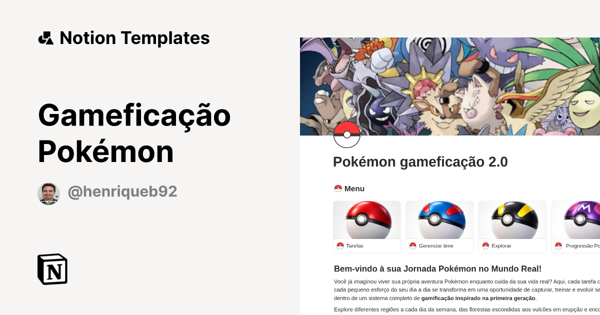 Gameficação Pokémon Template | Notion Marketplace