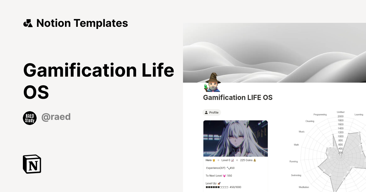 Gamification Life OS Template by RAED | Notion Marketplace