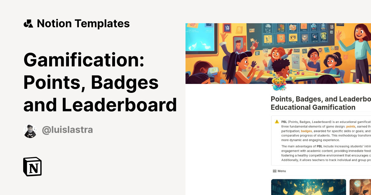 Gamification: Points, Badges and Leaderboard Template | Notion Marketplace