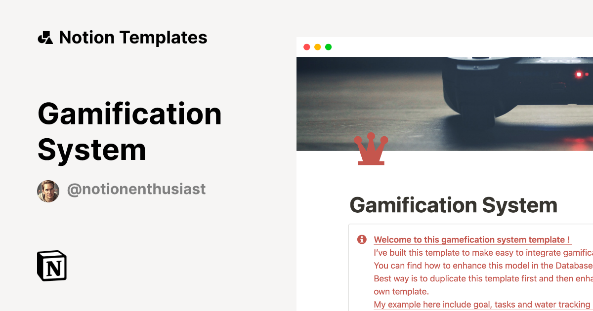 Gamification System Template by David | Notion Marketplace