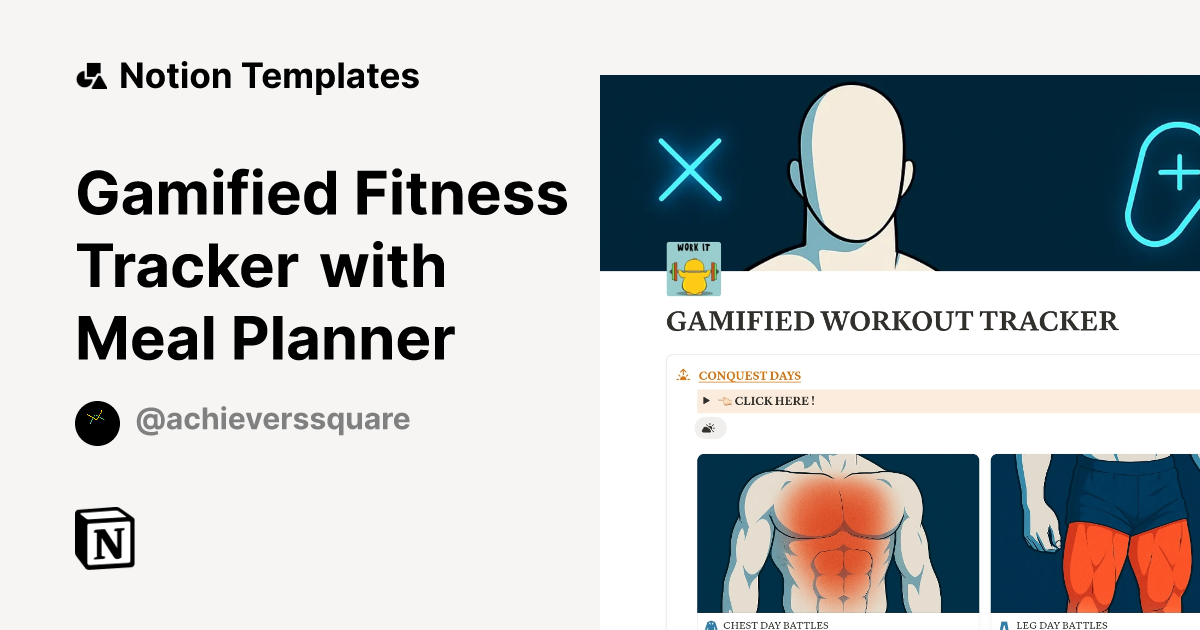 Gamified Fitness Tracker with Meal Planner Template | Notion Marketplace