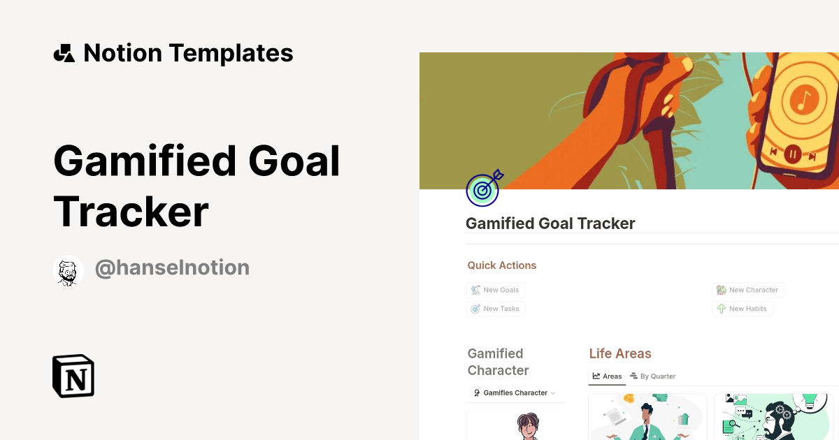 Gamified Goal Tracker Template by Hansel Systems | Notion Marketplace