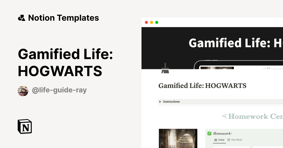 Gamified Life: HOGWARTS Template by Life-Guide-Ray | Notion Marketplace