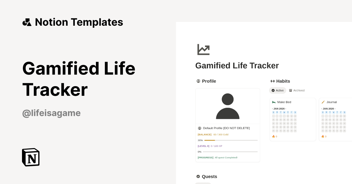 Gamified Life Tracker Template | Notion Marketplace