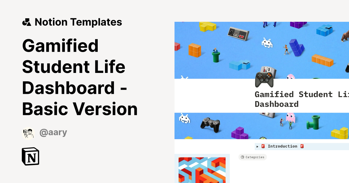 Gamified Student Life Dashboard - Basic Version Template | Notion Marketplace