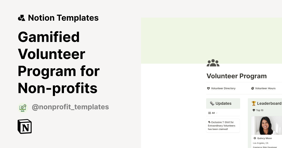 Gamified Volunteer Program for Non-profits Template | Notion Marketplace