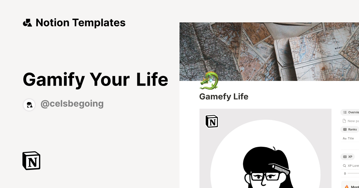 Gamify Your Life Template by Cels | Notion Marketplace