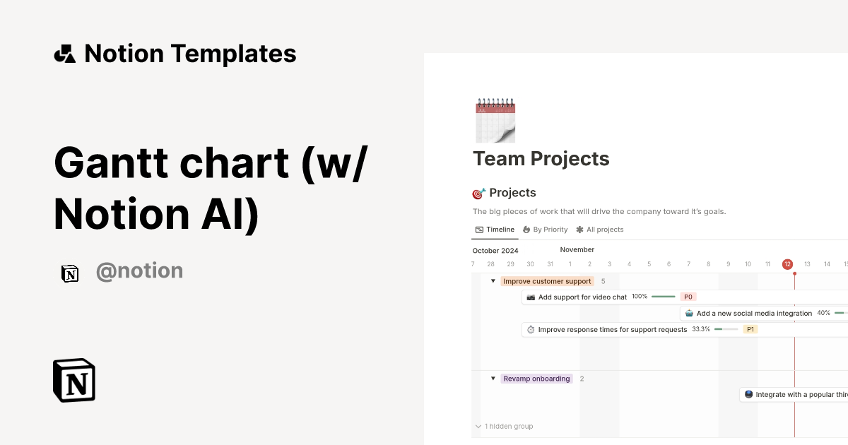 Gantt Chart W Notion Ai Template By Notion Notion Marketplace