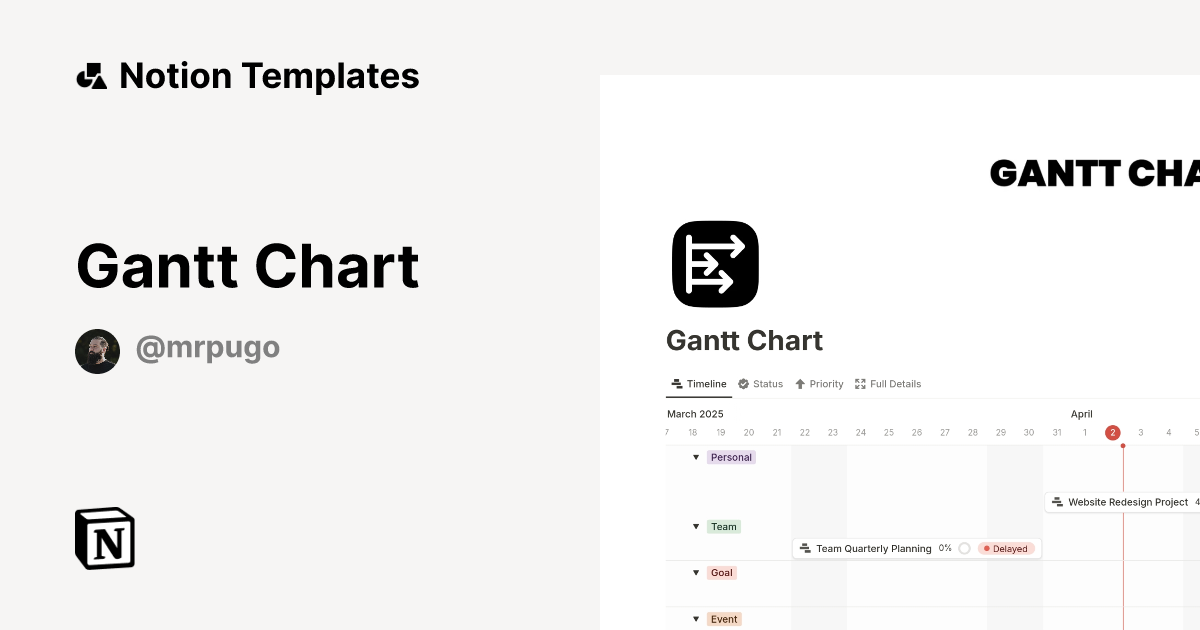 Gantt Chart Template | Notion Marketplace