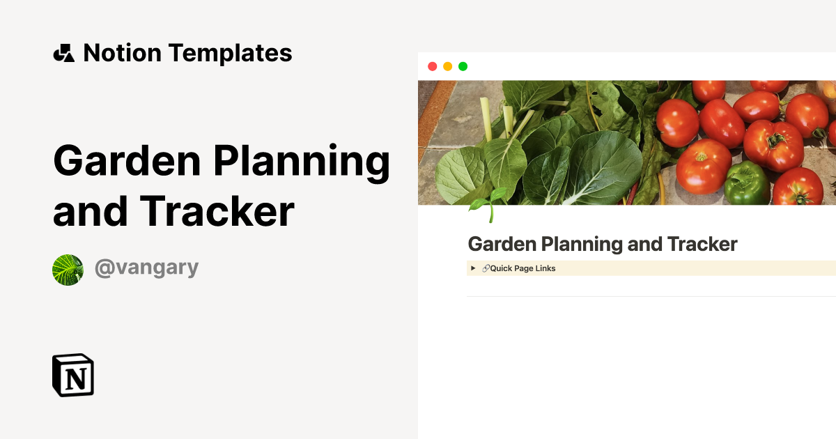 Garden Planning and Tracker Template by Gary Van Essen | Notion Marketplace