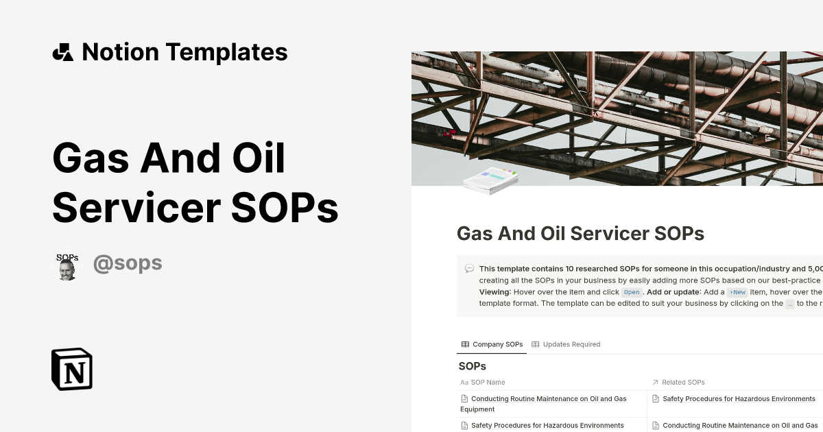 Gas And Oil Servicer SOPs Template by SOPs | Notion Marketplace