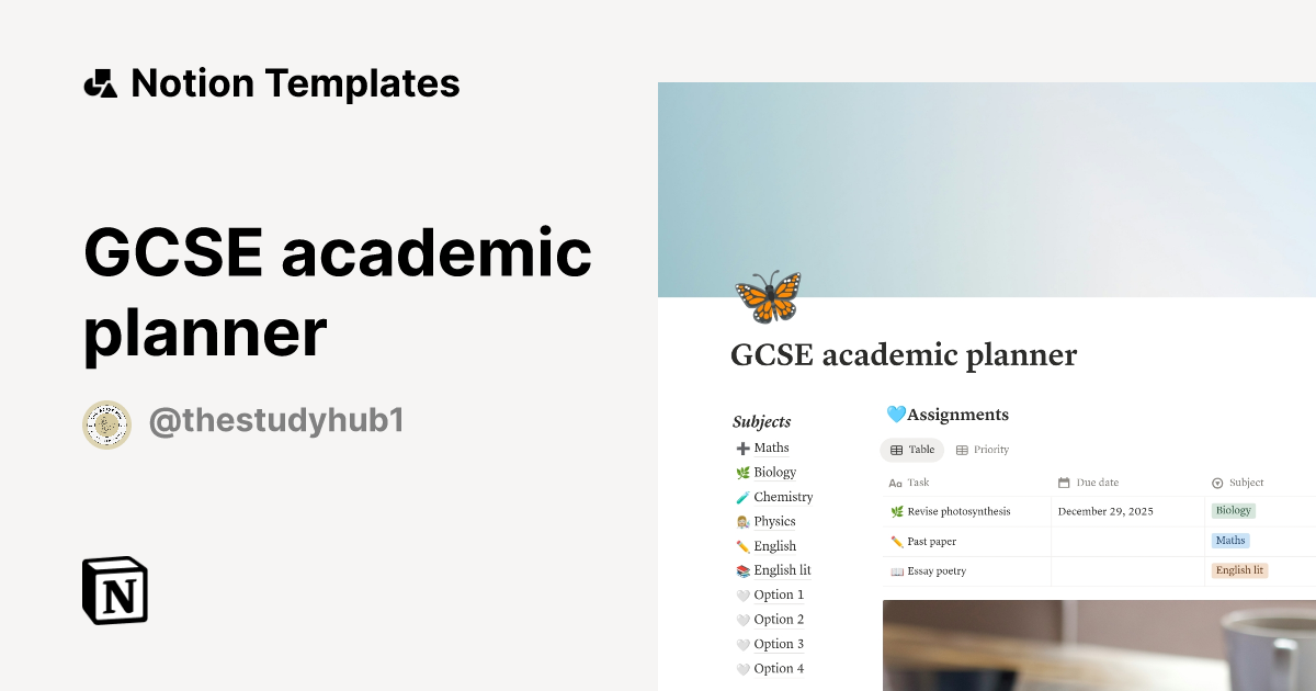 GCSE academic planner Template by The Study Hub | Notion Marketplace
