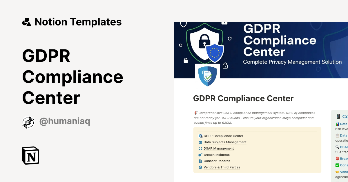 GDPR Compliance Center Template | Notion Marketplace