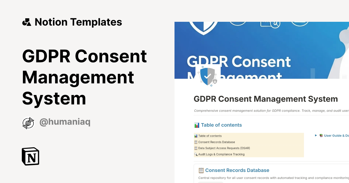 GDPR Consent Management System Template | Notion Marketplace