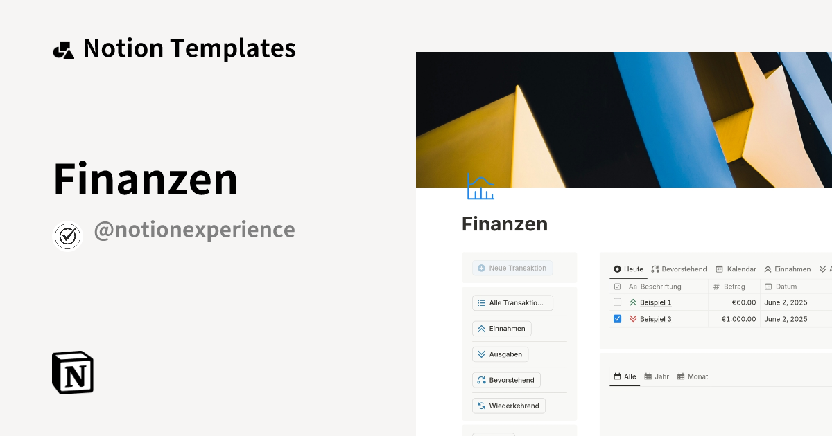 Finanzen Template | Notion Marketplace