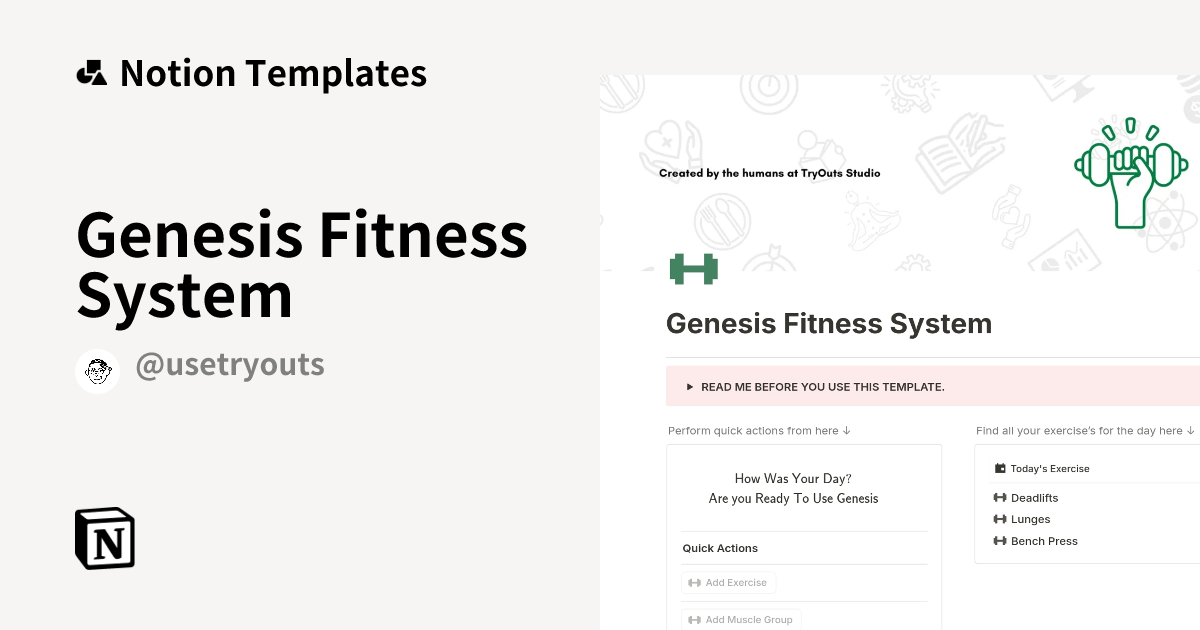 Genesis Fitness System Template by TryOuts | Notion Marketplace