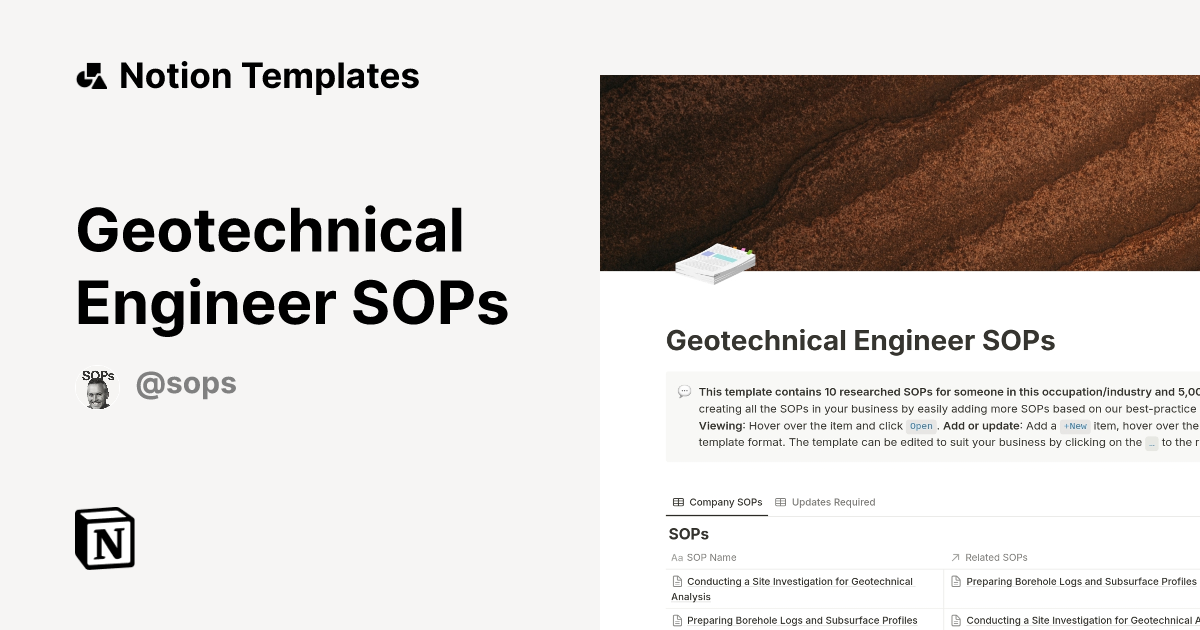 Geotechnical Engineer SOPs Template by SOPs | Notion Marketplace