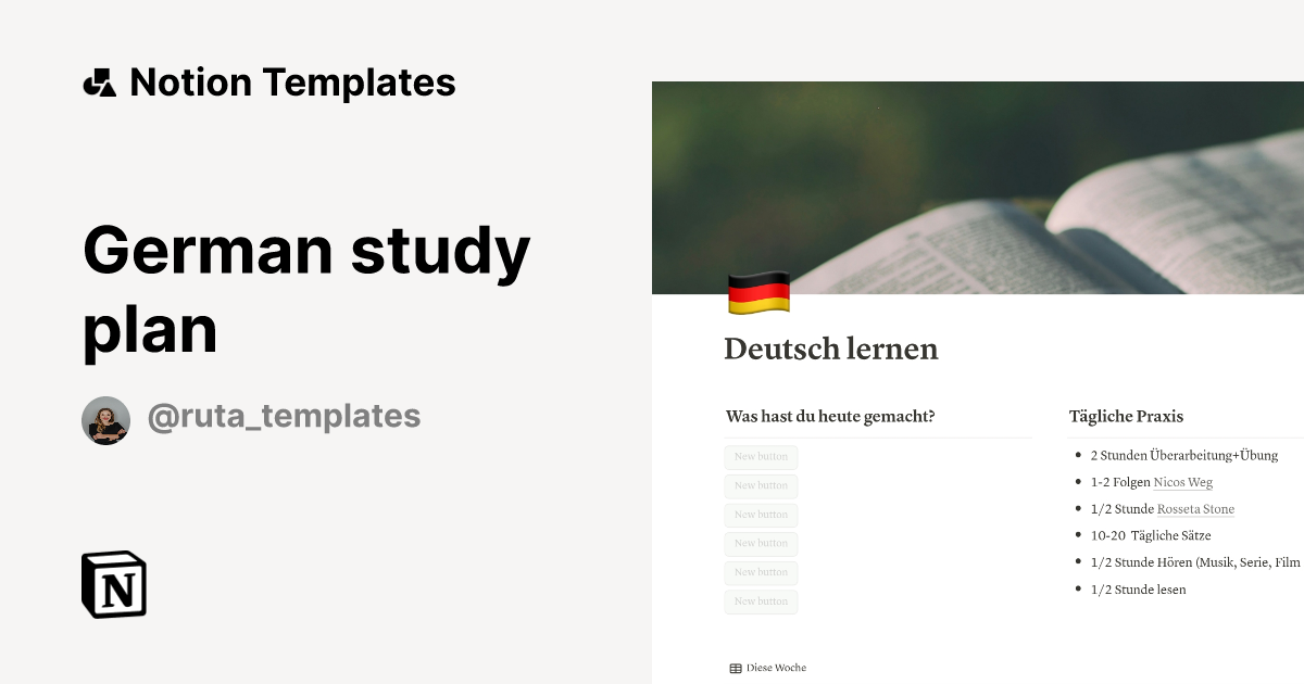 German study plan Template | Notion Marketplace
