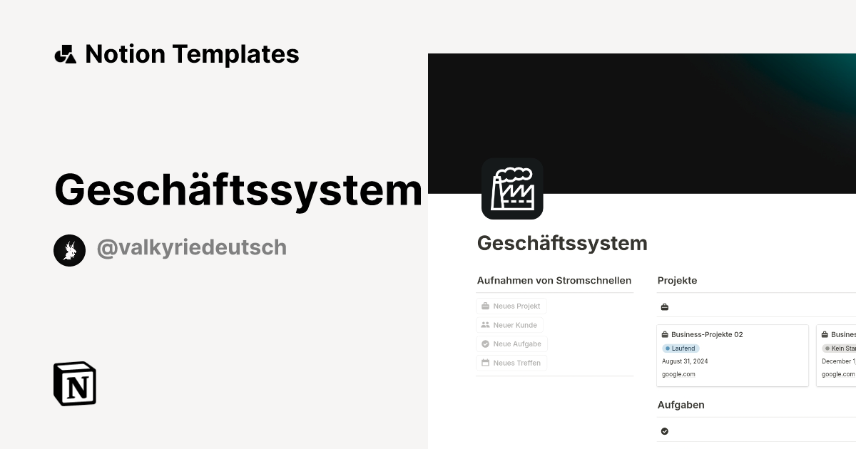 Geschäftssystem Template by Valkyrie | Notion Marketplace