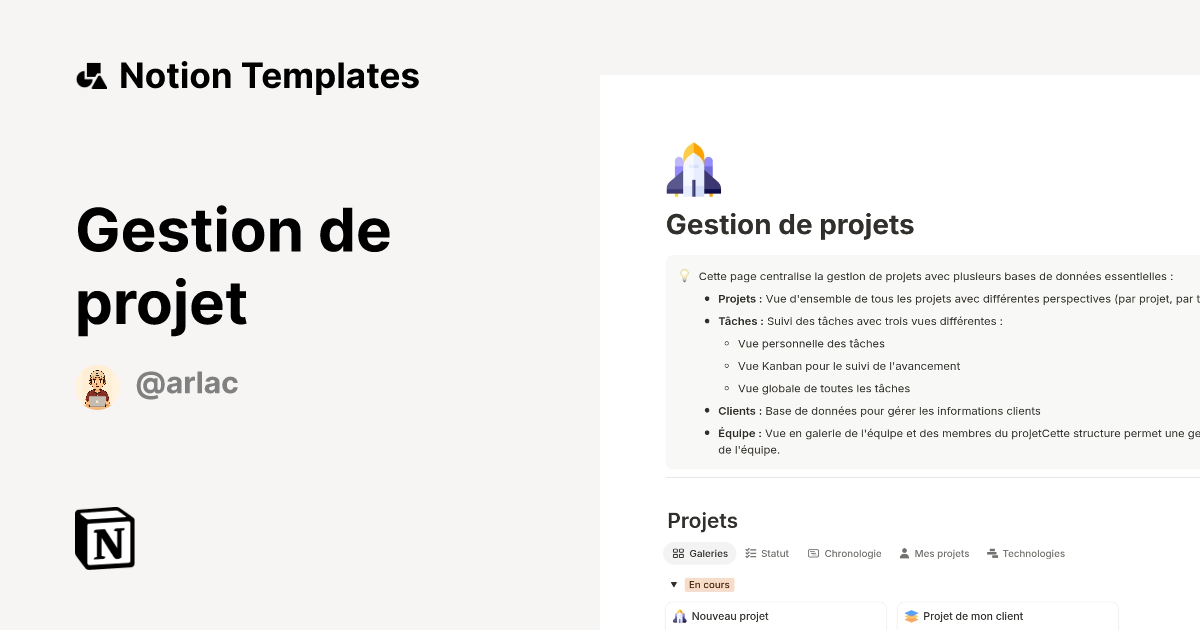 Gestion de projet Template by thibaud | Notion Marketplace