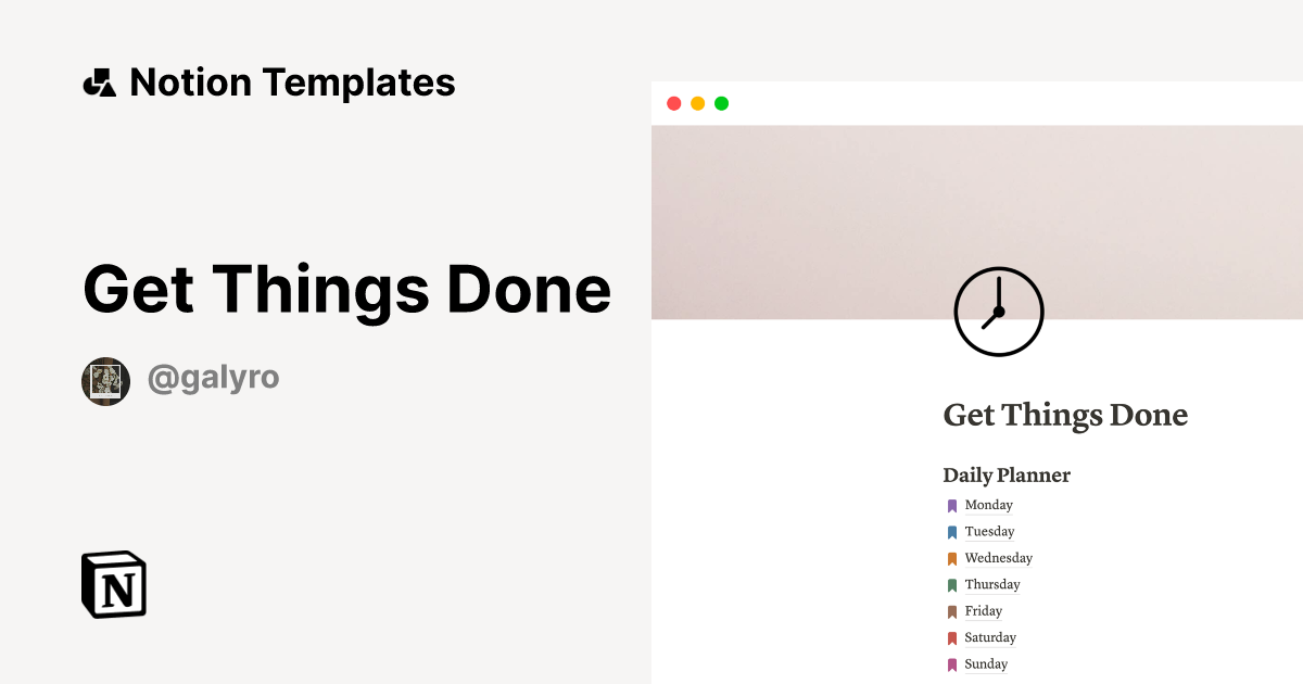Get Things Done Template by Galy Ro | Notion Marketplace