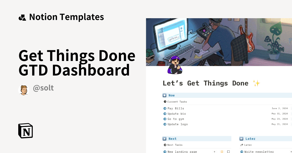 Get Things Done GTD Dashboard Template | Notion Marketplace