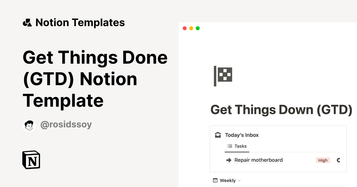 Get Things Done (GTD) Notion Template Template | Notion Marketplace