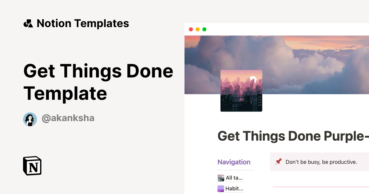 Get Things Done Template Template by Akanksha | Notion Marketplace
